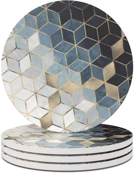 Set van 4 ronde onderzetters - absorberend - 4 stuks - keramisch ...