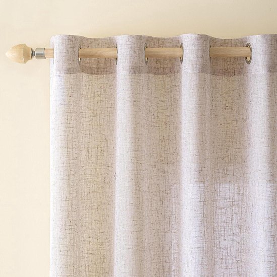 Linnen Look Gordijnen - Modern Voile - Set van 2 - 140 x 300 cm | bol