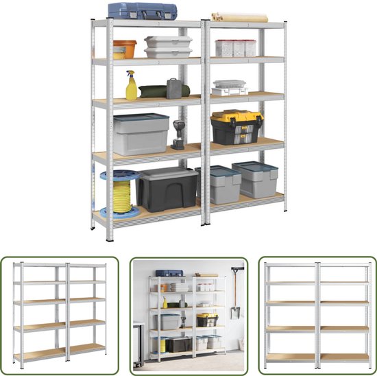 vidaXL Opbergrekken 5-laags zilver 2 st | bol