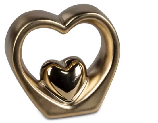 Hart - Liefde - Beeld - Decoratie - Goud - Kunst - 9x9x4cm. | bol