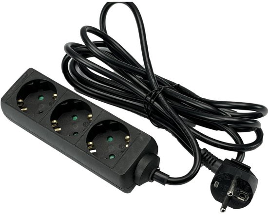 TCD RA 3-voudig 3 meter snoer zwart | bol
