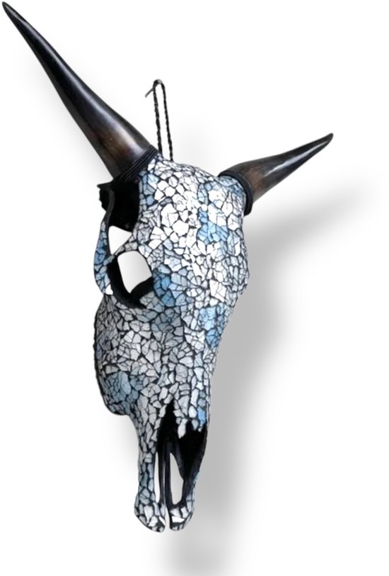 Koeien Schedel - Licht Blauw Mozaïek - Woon decoratie - Muur decoratie ...