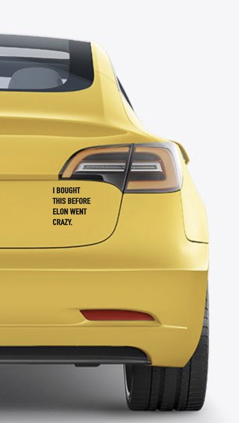 Tesla sticker Zwart "I bought this before Elon went crazy." Senor ...