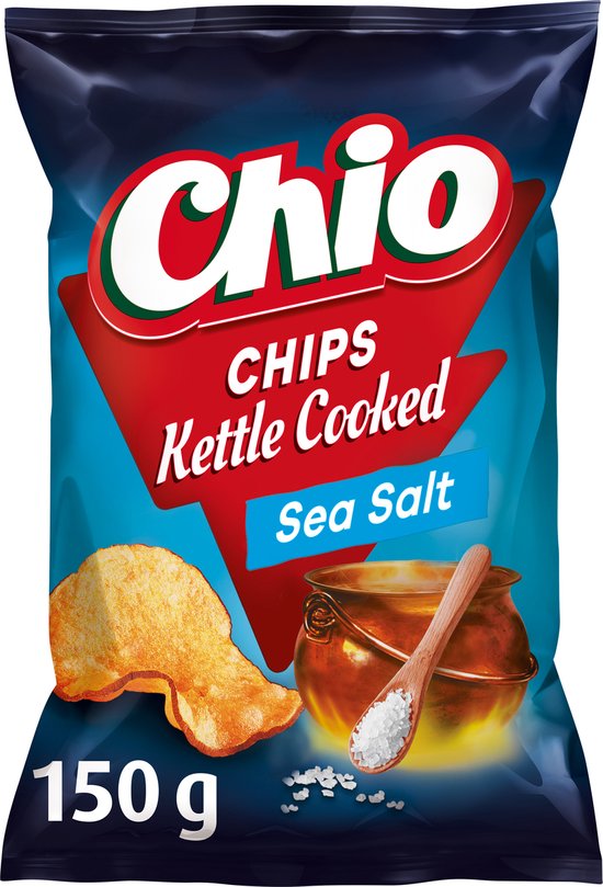 Chio Kettle Cooked Sea Salt chips - goudbruin gebakken - 10x150 gram | bol