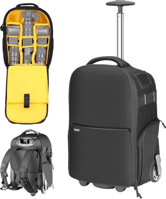 2-in-1 rugzak met wieltjes voor camera gevoerd vak schokbestendig ...