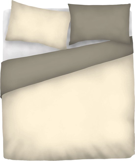 Italian Bed Linen Natuurlijke kleur Dekbedovertrek Set met Doubleface ...