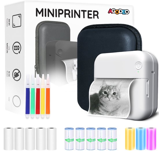 Mini Printer voor Mobiel - Standaard Kwaliteit Print (200 DPI) - Zwart ...