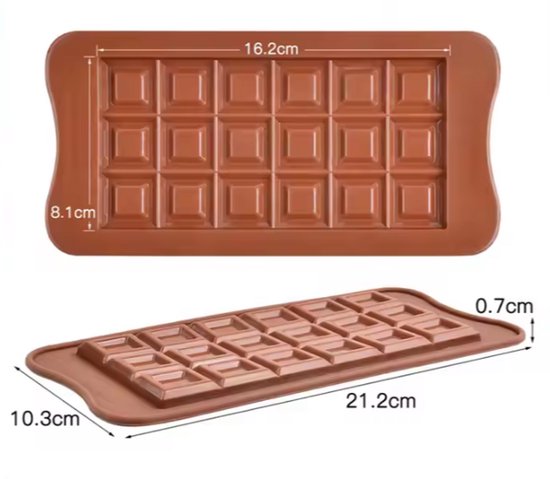 Chocolade Vorm Blokjes - 2 Stuks - Platinum Siliconen Bakvorm - 22.5 x ...