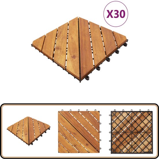 vidaXL Terrastegels - 30 stuks - 30x30 cm - Acaciahout Terrastegels ...