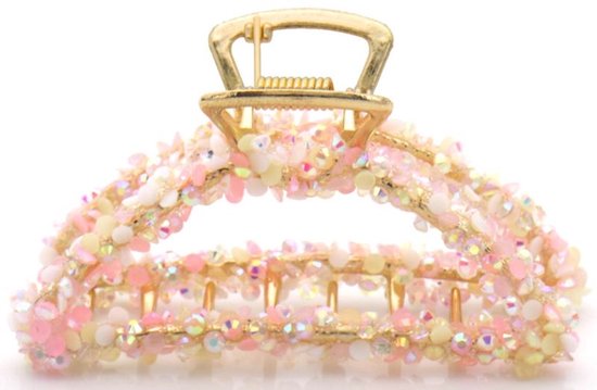 Haarclip 8cm – Glitter Roze – Goud - Stevige Haarklem met Glitters ...
