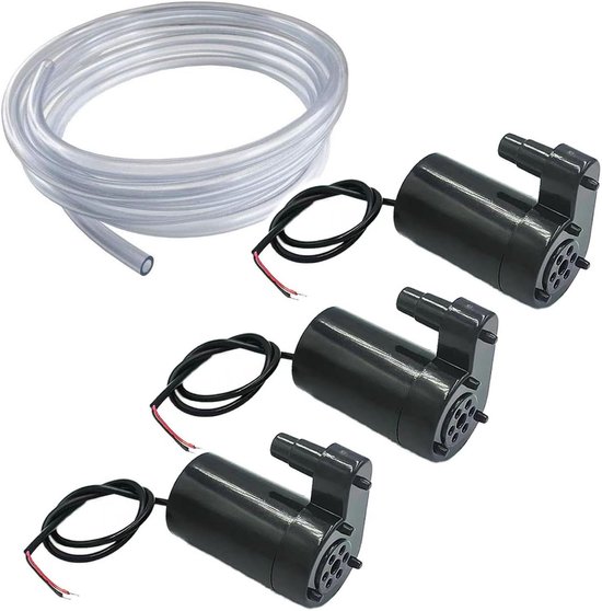 3 stuks Mini-dompelpomp motorpomp borstelloos + 3 m transparante slang ...
