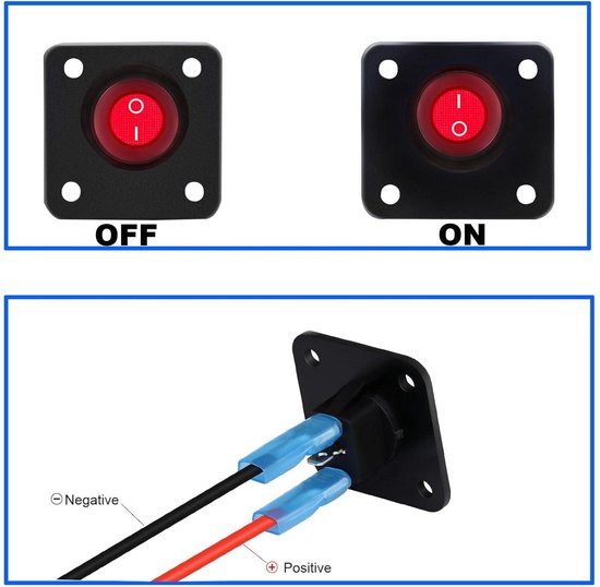 Ronde schakelaar 12 V 3 pins DC 12 V-24 V 20 A ON/OFF 1 groep led ...