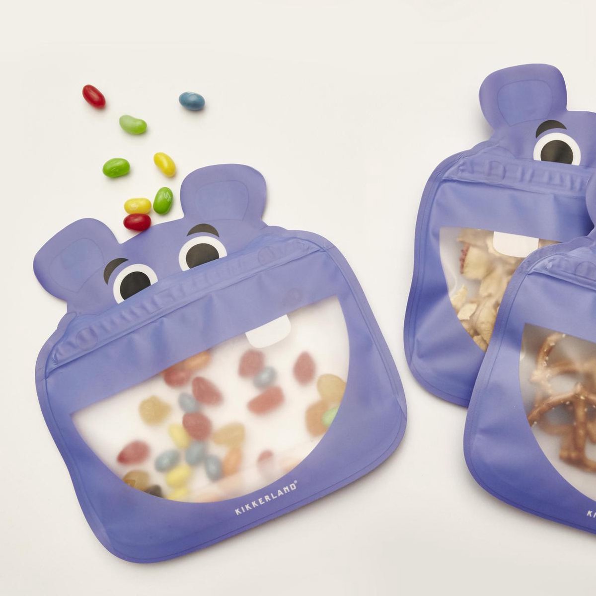 Kikkerland Herbruikbare zipper zakjes - Nijlpaard design - Duurzaam en ...