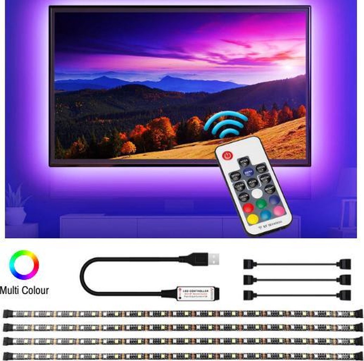 bol.com | GoCommerce LED Strip - Televisie Verlichting- TV - USB - 4x ...