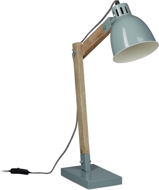 relaxdays - bureaulamp hout Scandinavisch - retrostijl - burolamp ...