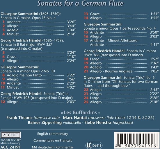 Sonatas For A German Flute (CD), Les Buffardins | Muziek | bol