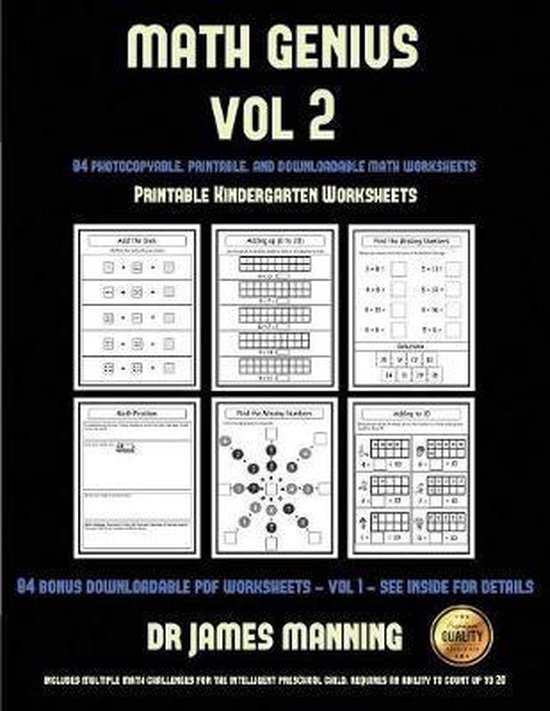 Printable Kindergarten Worksheets (Math Genius Vol 2): This book is ...