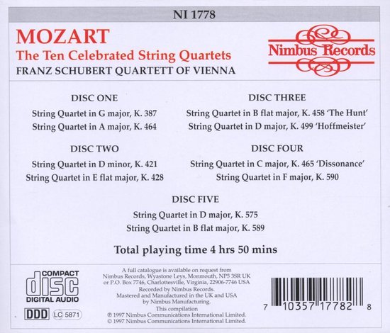 Mozart: The Ten Celebrated String Quartets, Franz Schubert Quartett | CD (album) | Muziek | bol.com