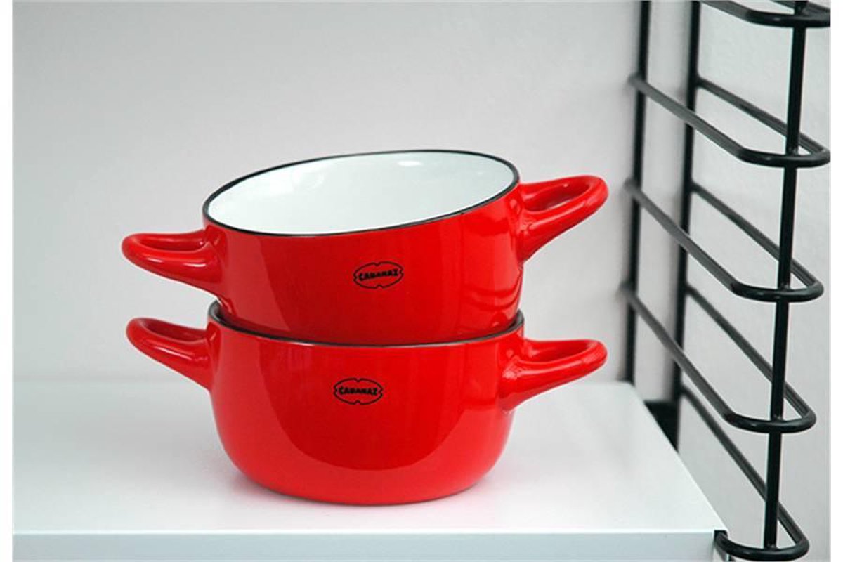 CABANAZ - soepkom met 2 oren, keramiek, 275 ml, rood | bol.com