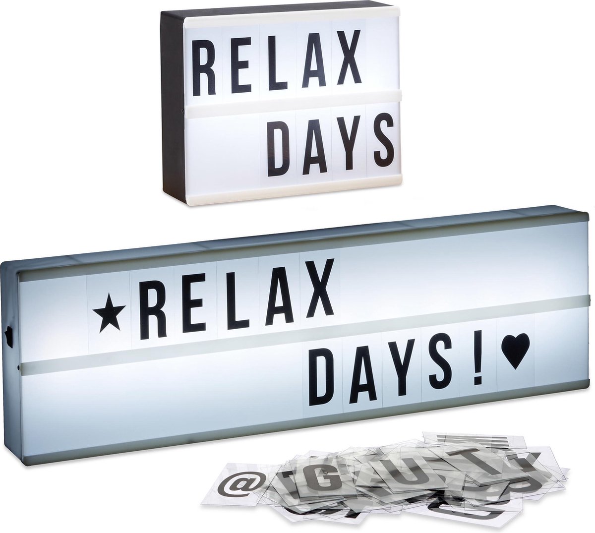 relaxdays 2 x light box - letters en getallen - led lichtbak - lightbox ...