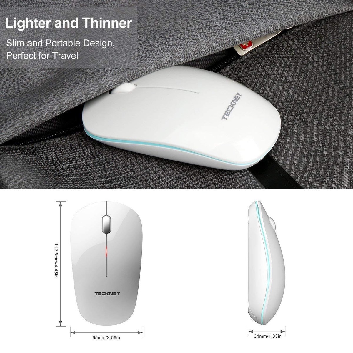 TeckNet Pro 2.4G Draadloze Muis | Plat & Ultra Compact Design | Wit ...