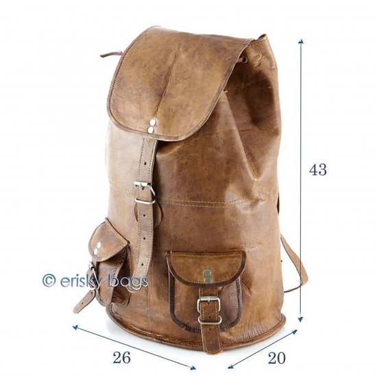 HANDGEMAAKTE VINTAGE RUGTAS VAN ECHT LEER ‘CORDOBA L ‘ + Hydraterende ...