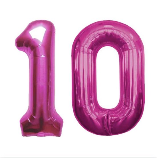 Cijfer 10 Magenta Helium 86 cm Excl. helium | bol.com