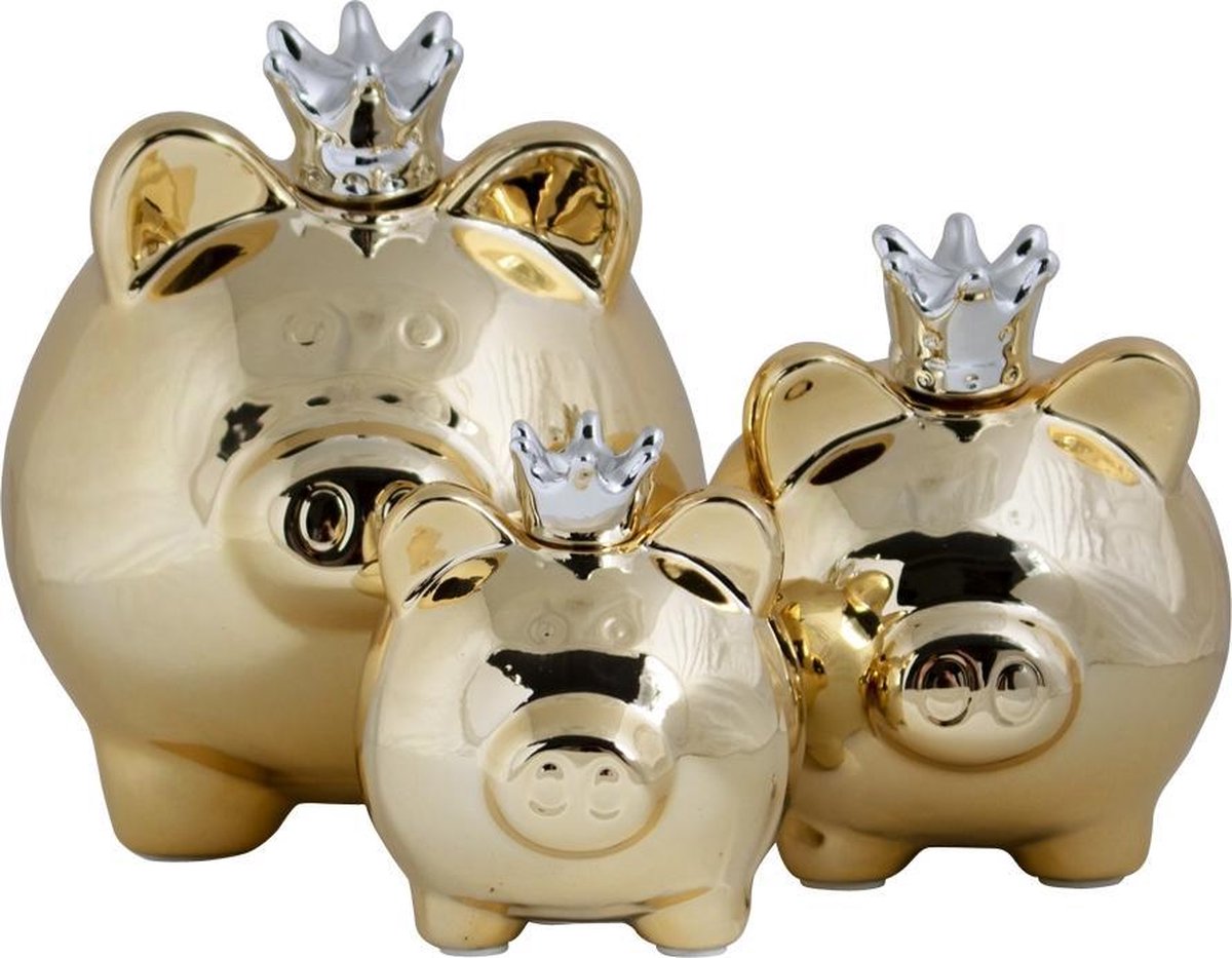 Spaarpot varken kroon goud groot | bol.com
