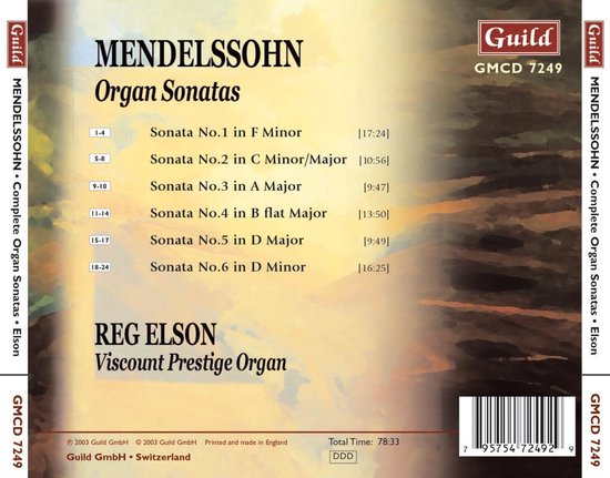 Mendelssohn Orgelsonaten, Reg Elson - Organ | Muziek | bol