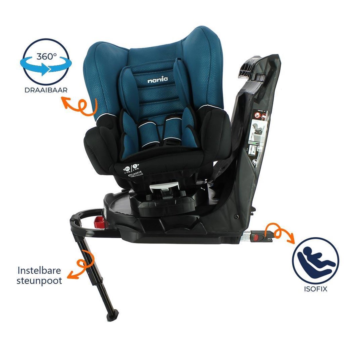 Nania Revo 360° - draaibare isofix autostoel - Blauw | bol.com
