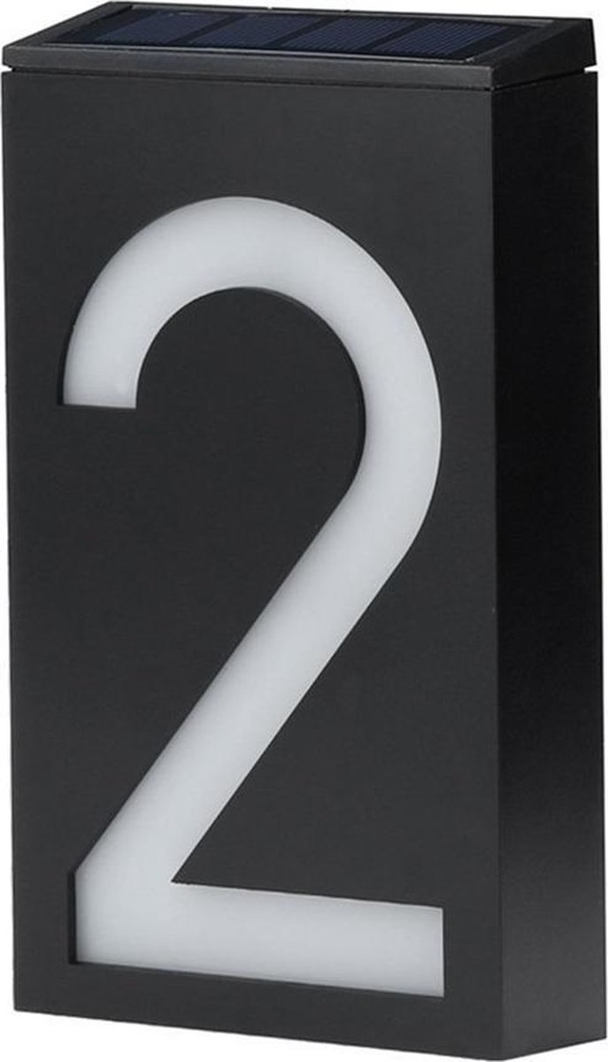 Huisnummer 2 met verlichting - Solar - Zonne energie - LED - licht ...