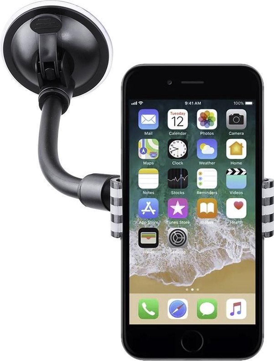 Shop4 - iPhone 6s Autohouder Raamhouder Knijpklem Zwart | bol.com
