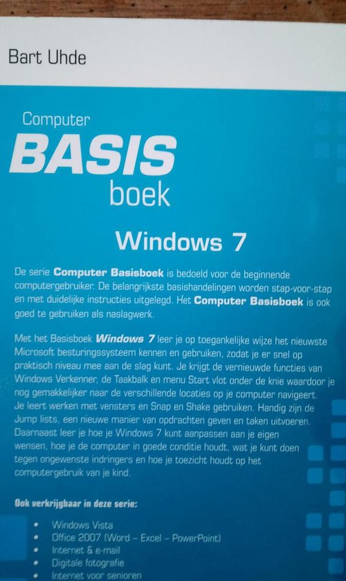 Computer Basis Boek Windows 7, Bart Uhde | 9789085199557 | Boeken | bol