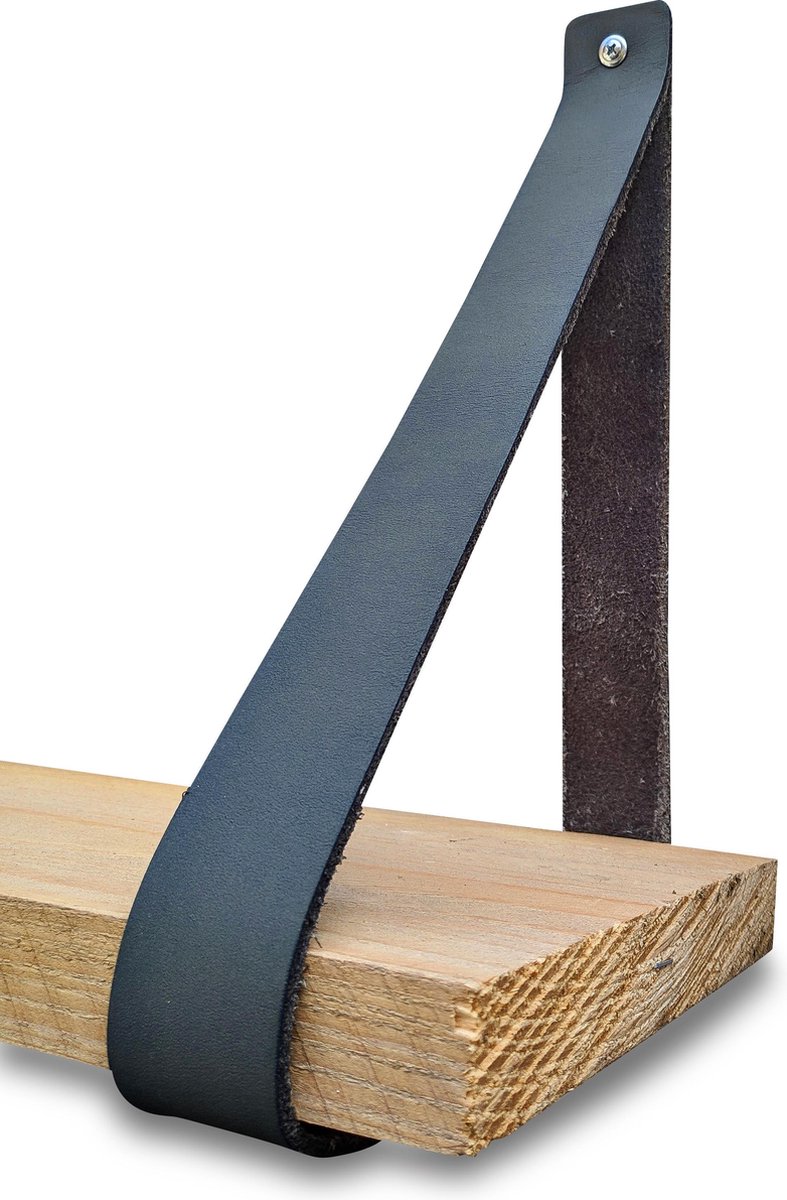 Leren plankdragers - Grijs - 4 stuks - Echt leer - Grijze ...