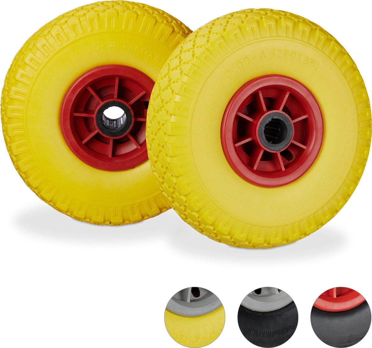 roue de diable relaxdays 2 pièces - 25 mm - jante plastique - pneu anti ...