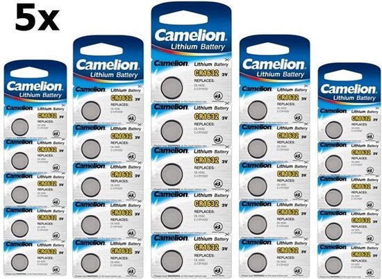 25 Stuks (5 Blister a 5st) Camelion CR1632 125mAh 3V Lithium Knoopcel Batterij | bol