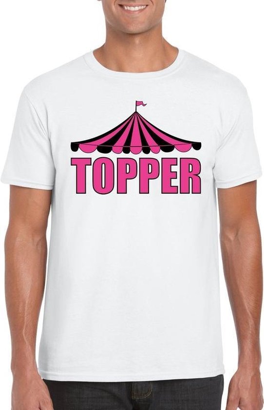 Toppers Topper shirt wit met roze letters voor heren L | bol