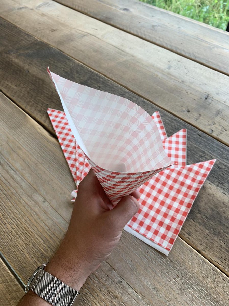 Papieren Frietzak | 50 stuks | Patatzak | Rode Print | Frietzakken ...