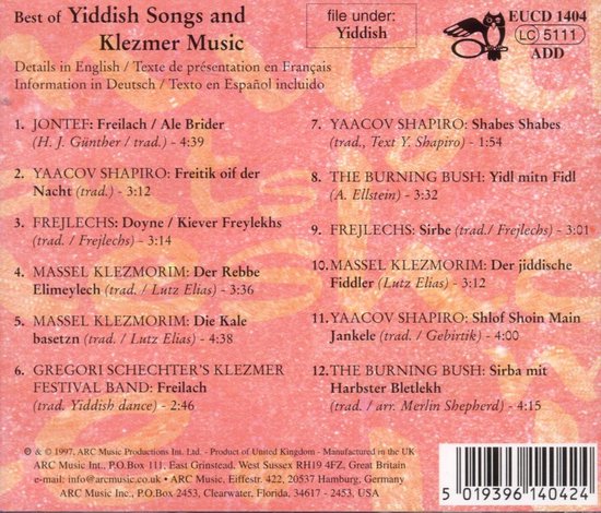 Best Of Yiddish Songs And Klezmer Music, V/a | CD (album) | Muziek ...