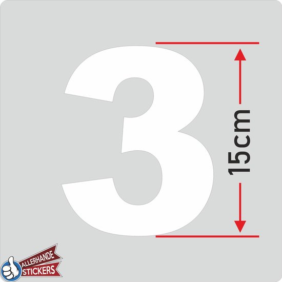 Cijfer 3 als sticker 15 cm. hoog. | bol.com