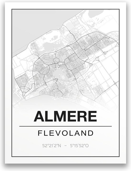 Poster/plattegrond ALMERE - A4 | bol