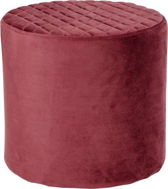 Ejby Poef - Ronde poef in rood fluweel | bol