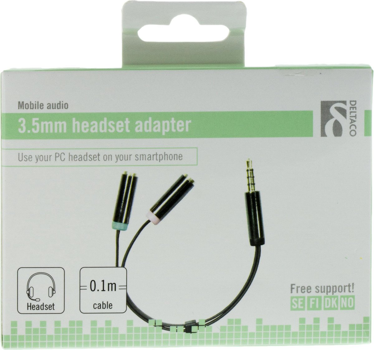 DELTACO AUD-201 3.5mm headset adapter - microfoon en audio - input mini ...