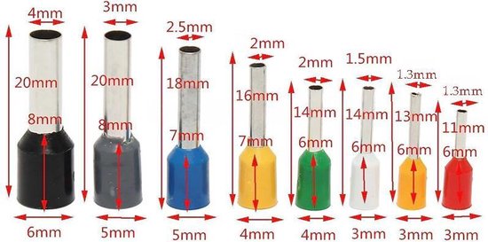 Adereindhulzen 400 stuks in opbergdoos | 0,5mm2 - 6mm2 | Adereindhuls ...
