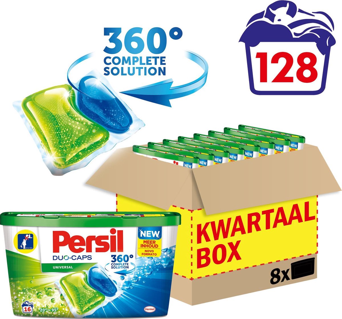 Persil Duo-Caps Universal Wasmiddel Capsules - Kwartaalbox - 128 ...