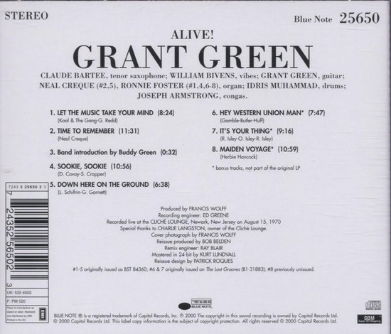 Alive!, Grant Green | CD (album) | Muziek | bol