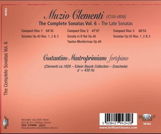 Clementi/Complete Sonatas - Vol 6, Costantino Mastroprimiano | Muziek | bol