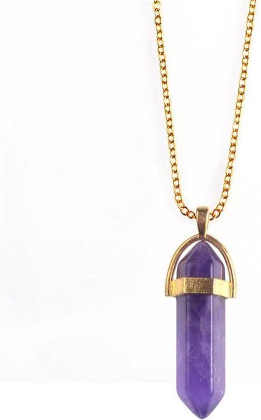 Amethist Hanger Aan Goudkleurige Ketting Amethist Hanger