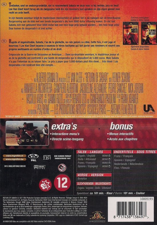 Return Of Sabata (Dvd), Lee van Cleef | Dvd's | bol
