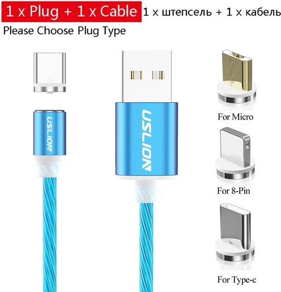 Telefoon led Oplaad Kabel Magnetisch blauw voor I-Phone | cadeau | bol.com